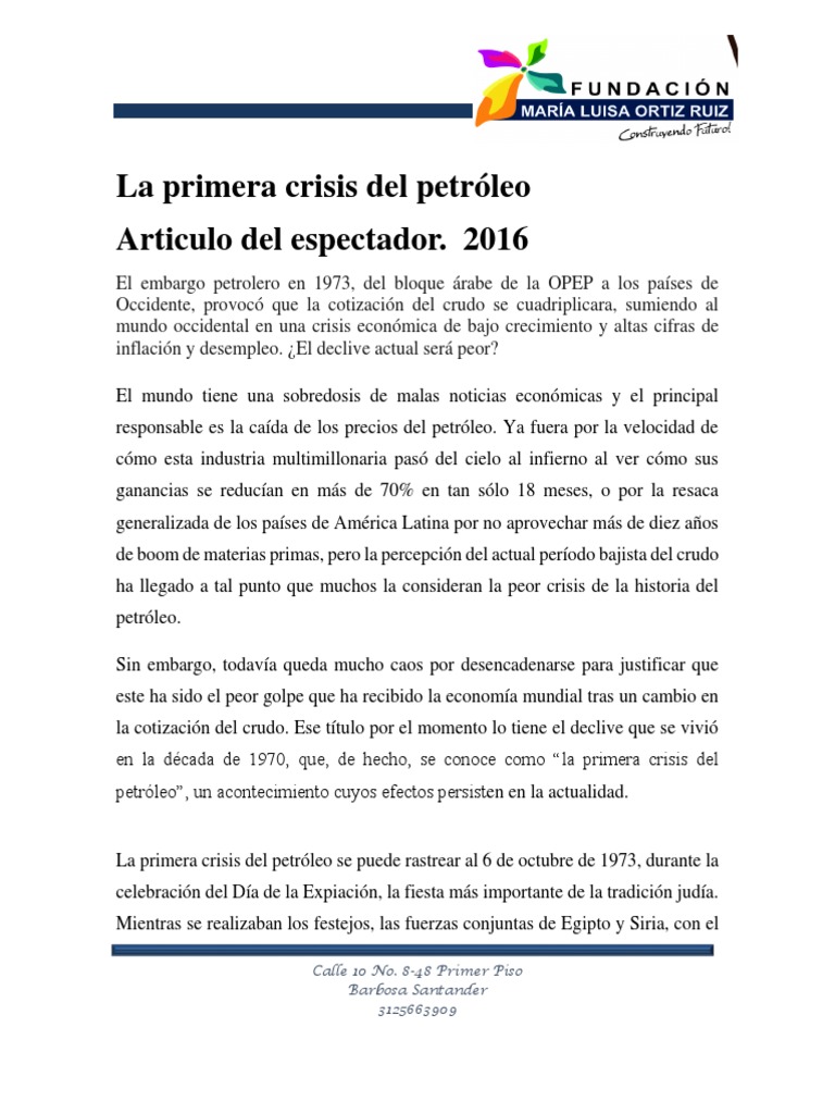 La Primera Crisis del Petróleo | PDF | Crisis petrolera de 1973 | OPEP