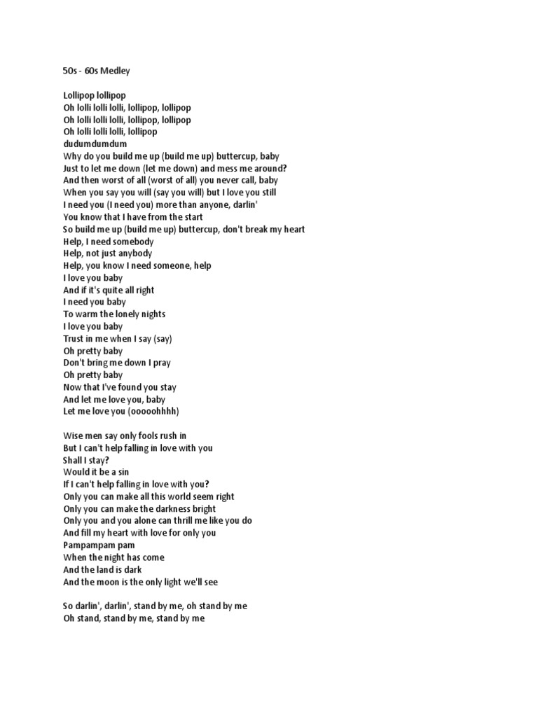 50s To 60s Medley | PDF | Self-Improvement | Poetry