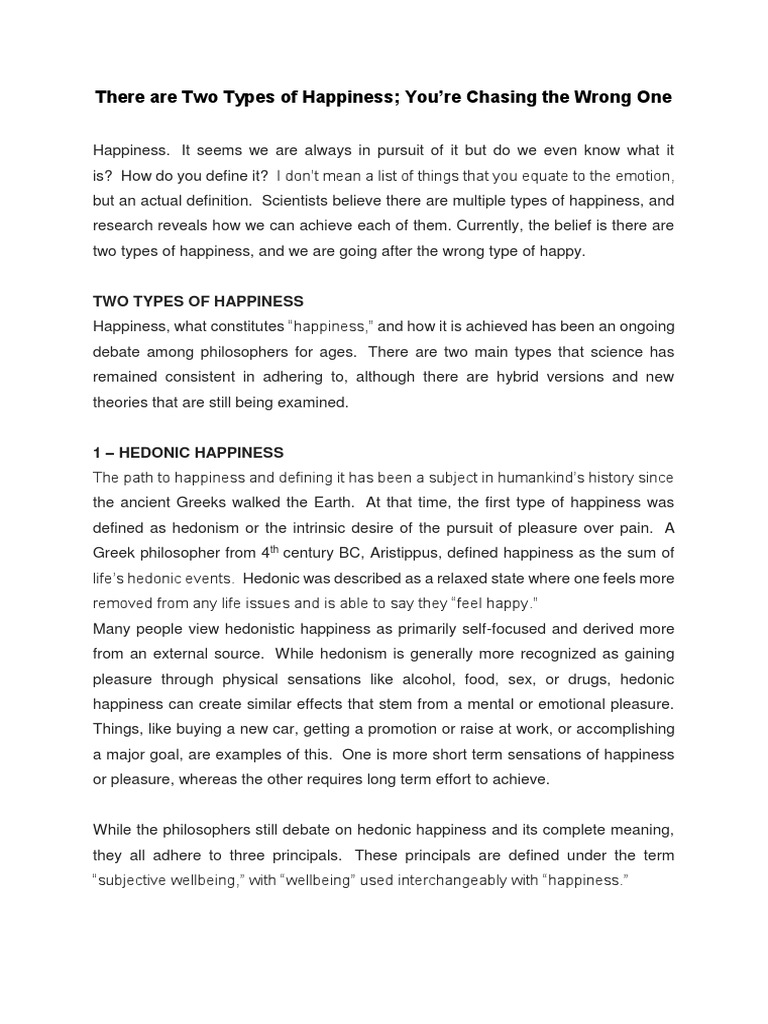 There Are Two Types of Happiness | PDF | Hedonism | Happiness
