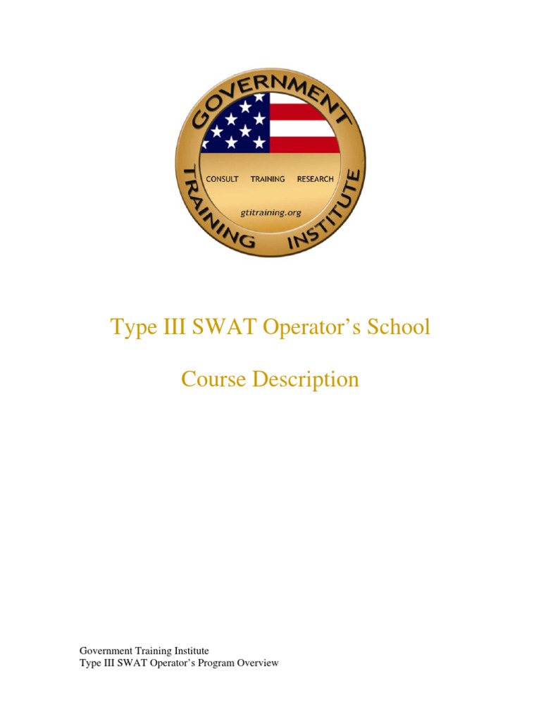 Type Swat Operators School | PDF | Incident Command System | Personal ...