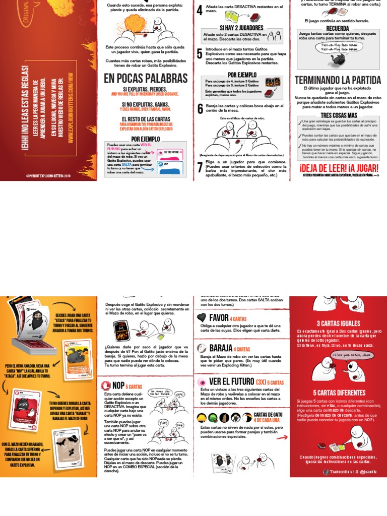 Instrucciones de Exploding Kittens en Español | PDF | Ocio | Deportes