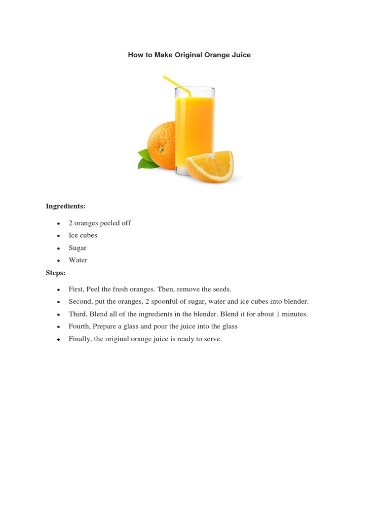 Homemade Orange Juice Recipe | PDF | Wellness