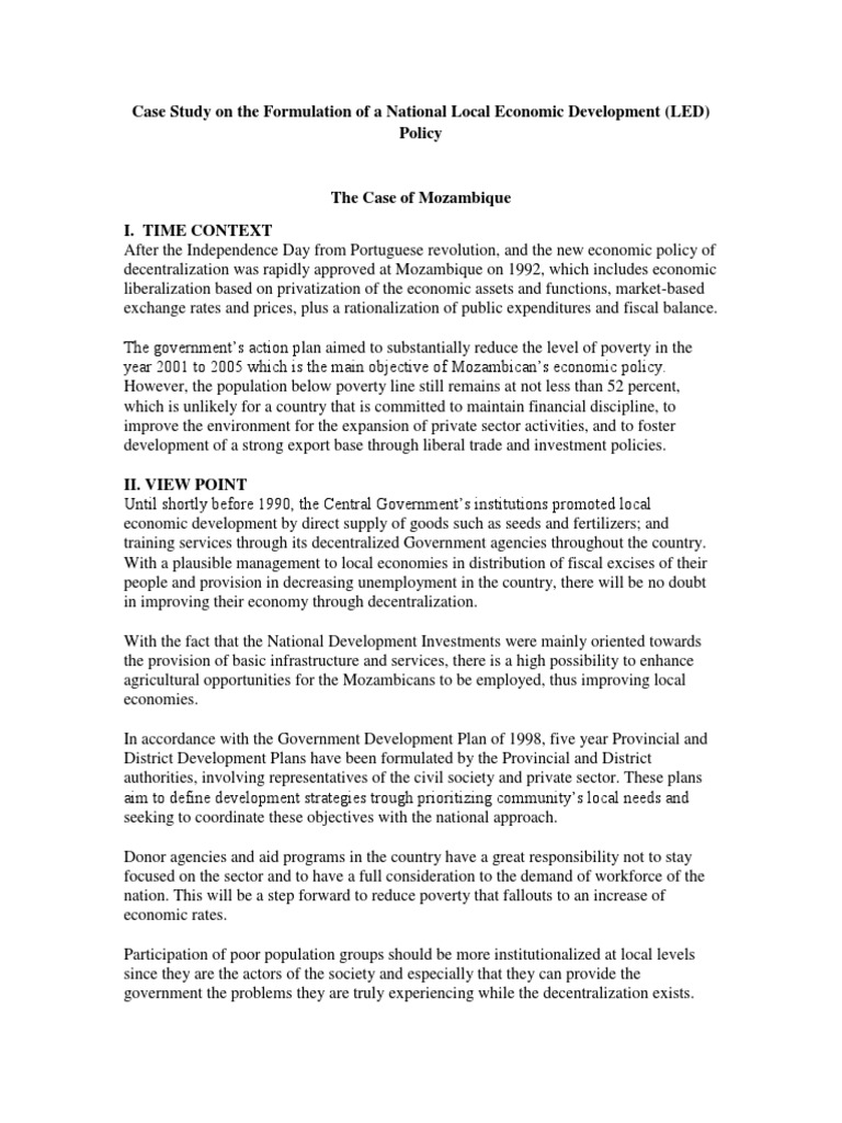 Case Study On The Formulation of A National Local Economic Development ...
