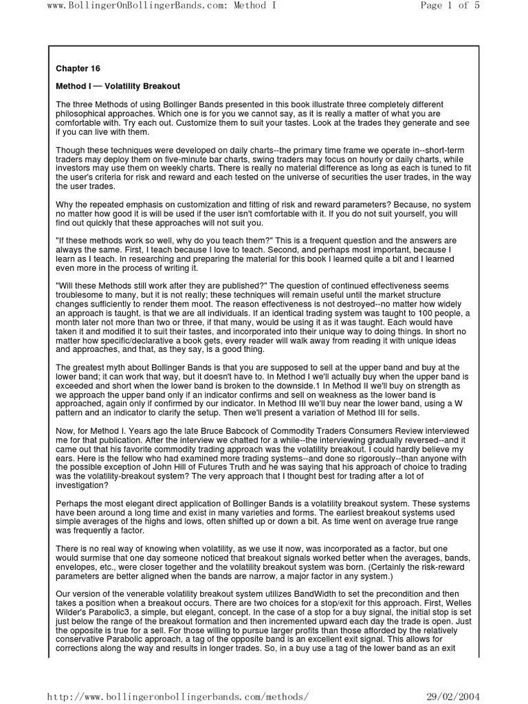 Bollinger, John - Method I Volatility Breakout PDF | PDF | Business