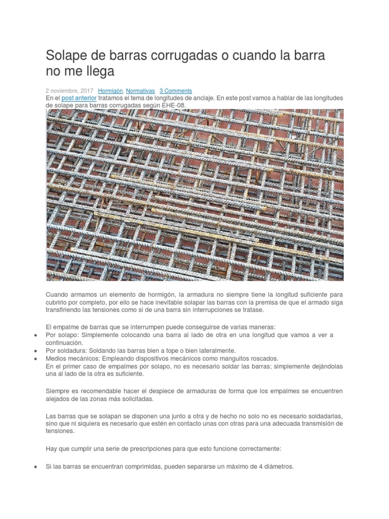 Solape de Barras | PDF | Hormigón | Naturaleza