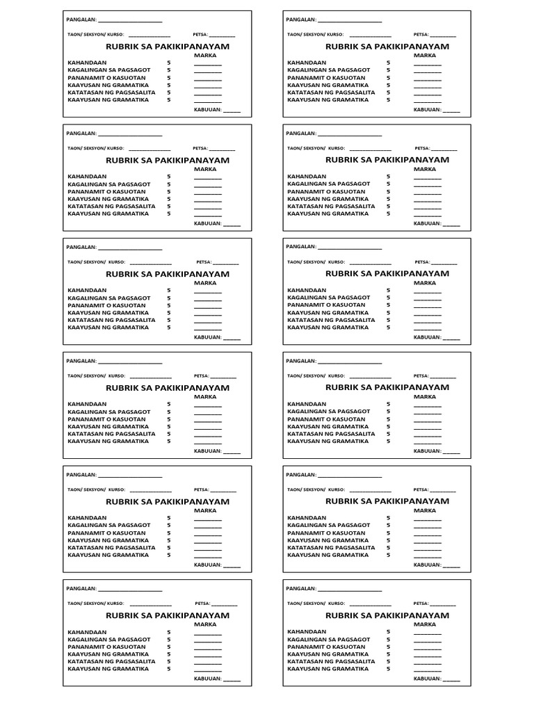 Panayam Rubric | PDF