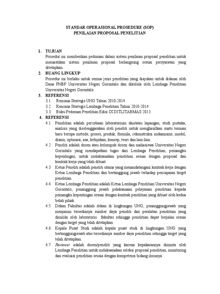 SOP Penilaian Proposal Penelitian | PDF