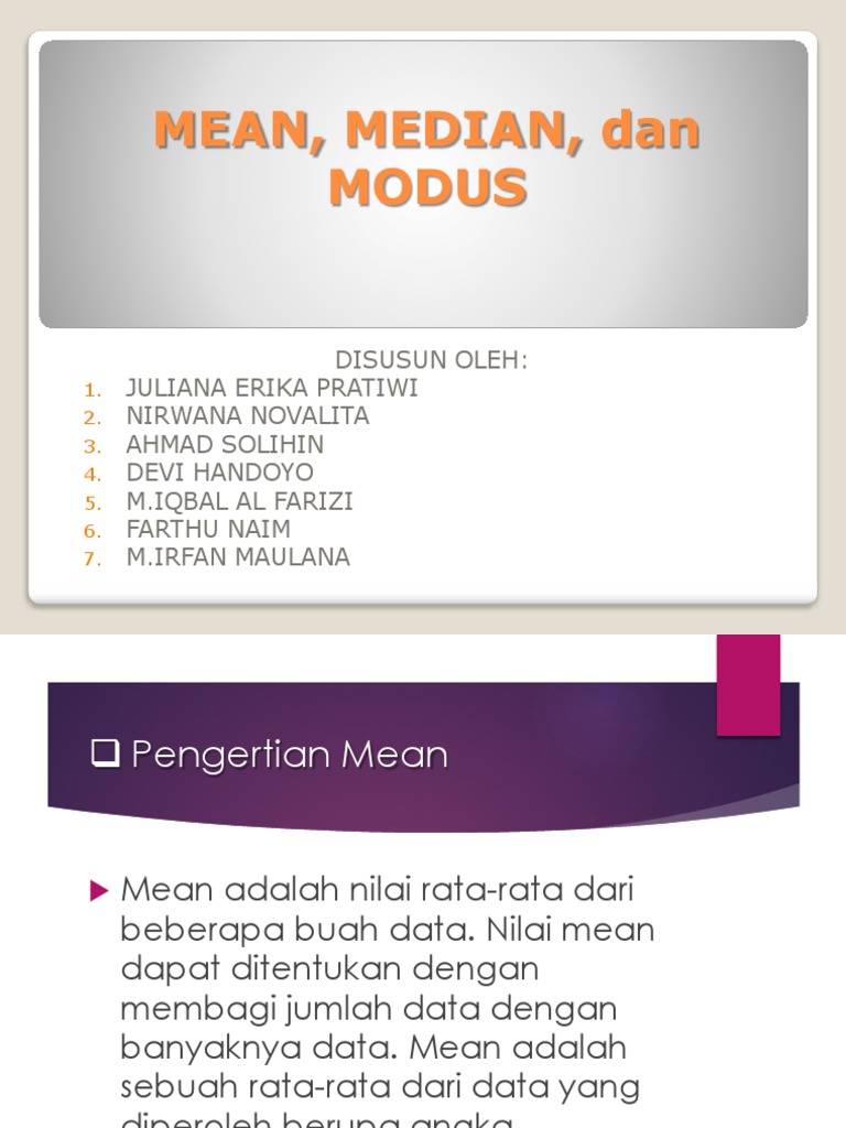 Mean, Median, Modus Statistik | PDF