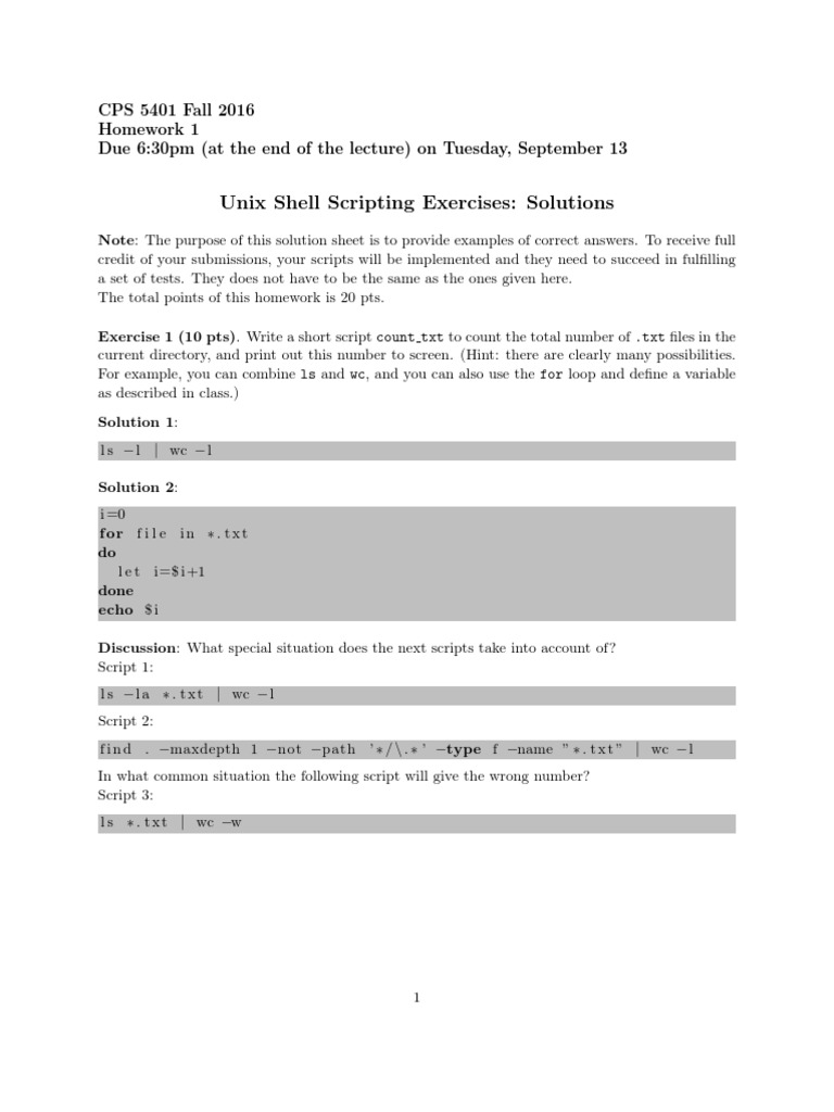 Unix Shell Scripting Exercises: Solutions | PDF | Computer File | Utility Software
