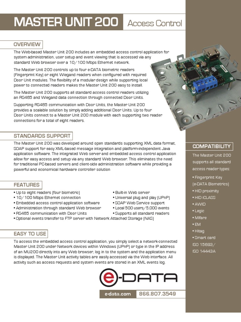 E-DATA MU200 Specsheet | PDF | Access Control | File Transfer Protocol