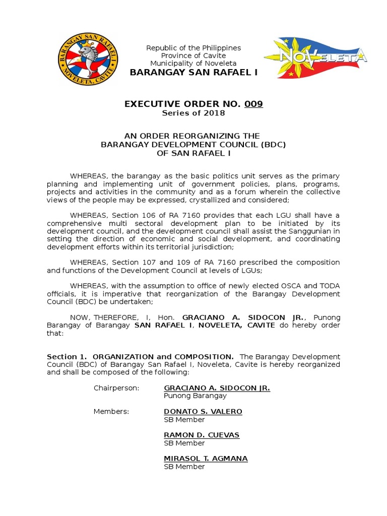 Eo Reorganization of BDC Rev. | PDF | Justice | Crime & Violence