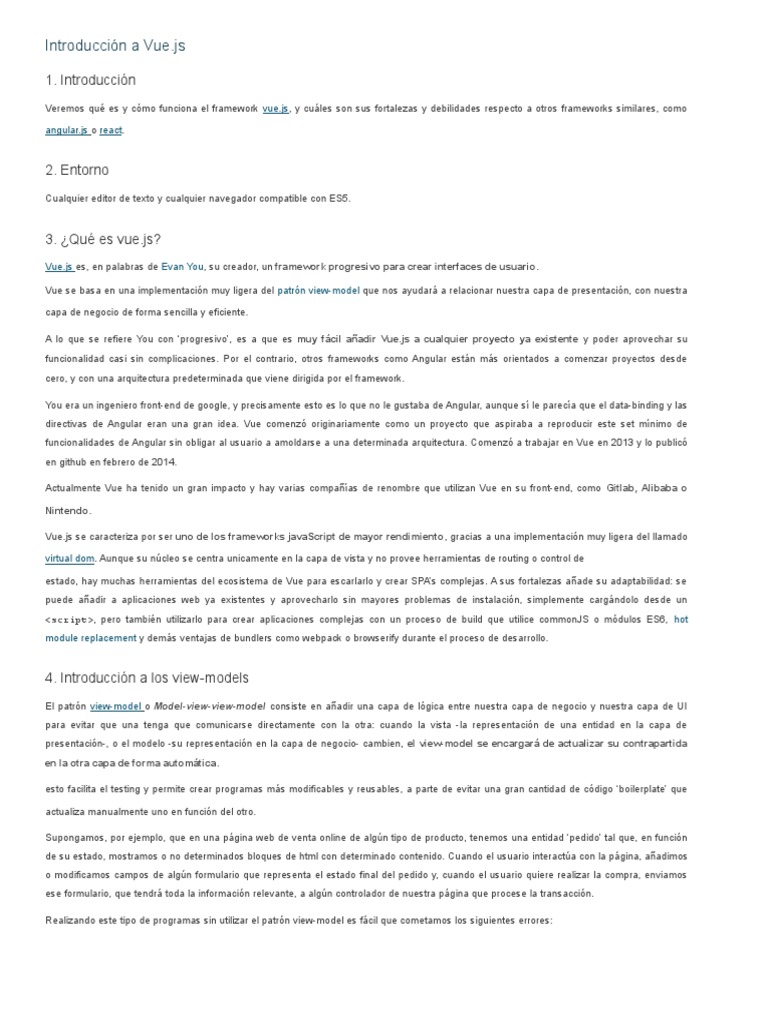 Introduccion A Vue Js Pdf Marco De Software Script Java 