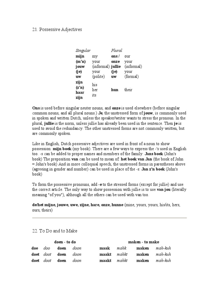 Dutch II | PDF | Language Mechanics | Grammatical Conjugation