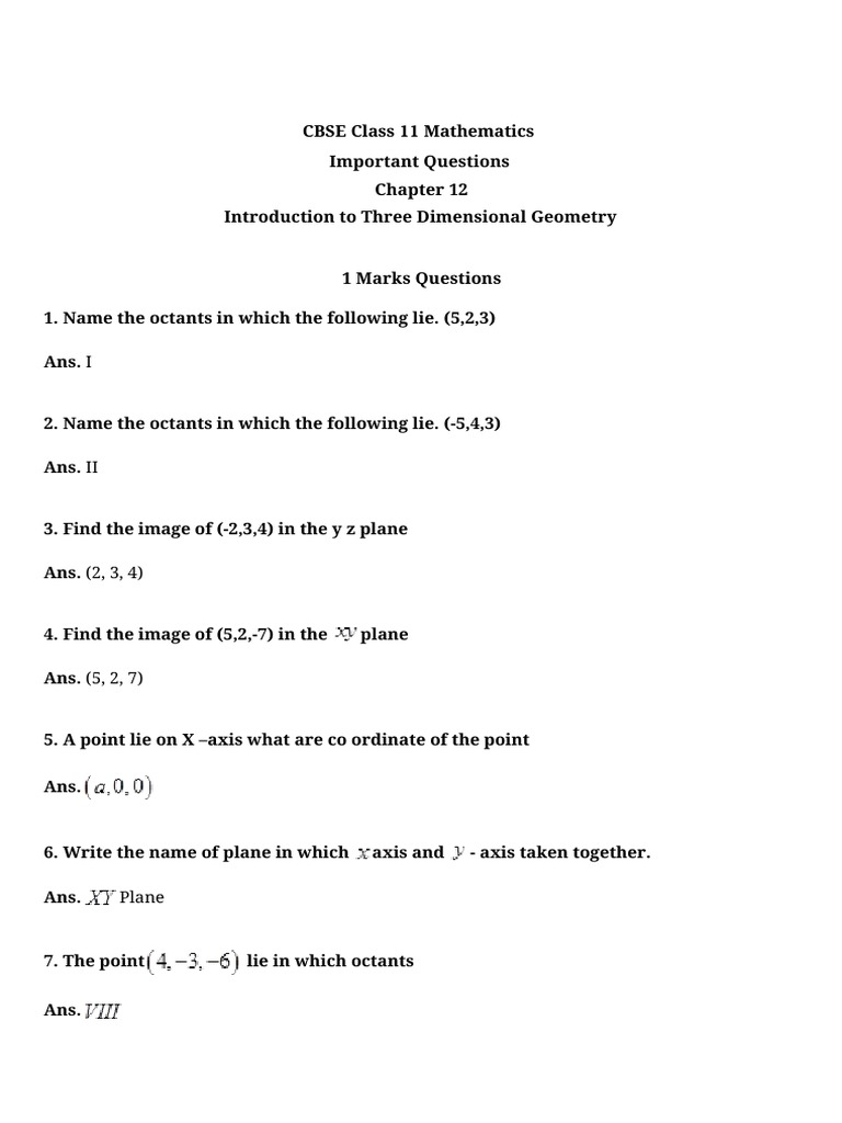 Chapter 12 - Introduction To Three Dimensional Geometry | PDF ...