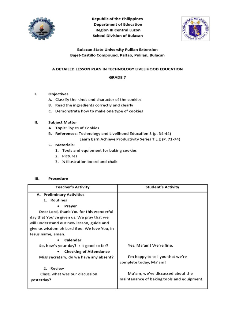 Traditional Daily Lesson Plan | PDF | Cakes | Dough