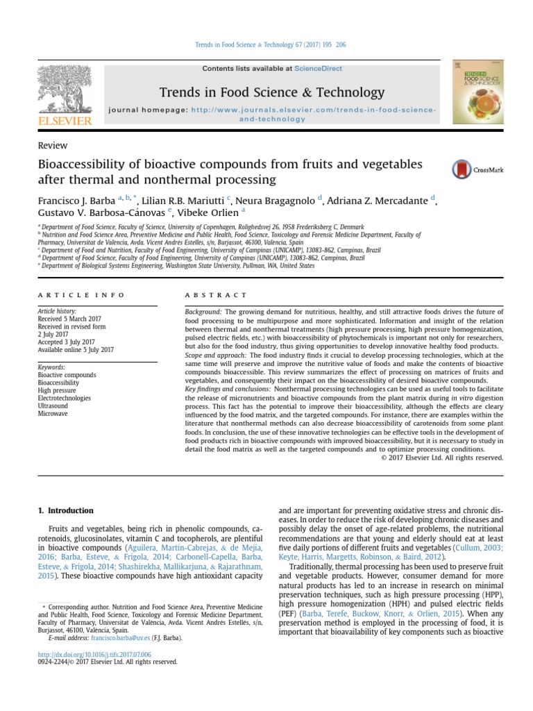 Bioaccessibility of Bioactive Compounds From Fruits and Vegetables ...