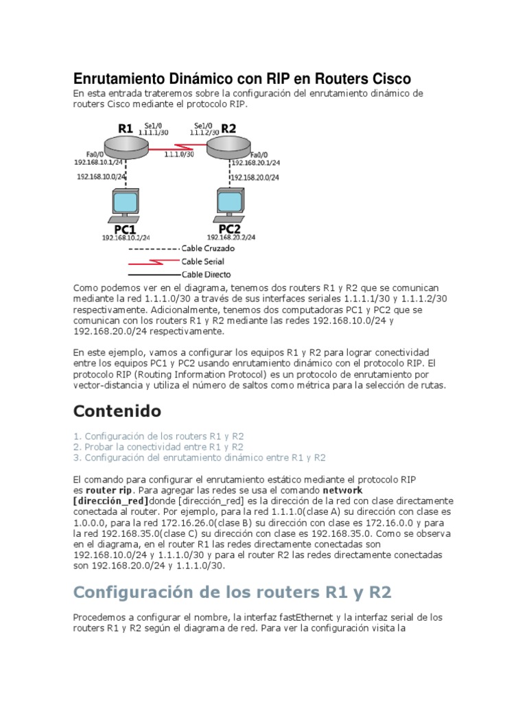 Enrutamiento RIP en Routers Cisco | PDF | Enrutador (Computación) | Dirección IP