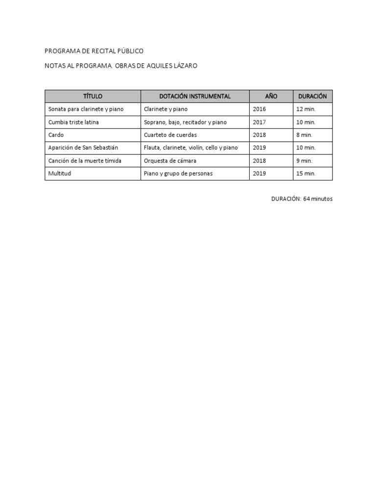 Programa de Recital PDF | PDF