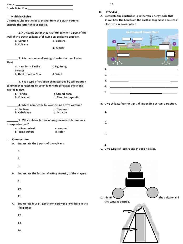 Volcanoes Summative Test | PDF | Volcano | Types Of Volcanic Eruptions