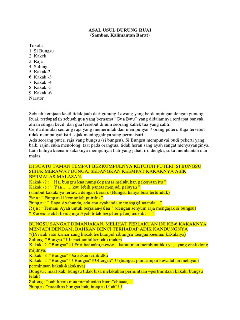 Legenda Burung Ruai | PDF