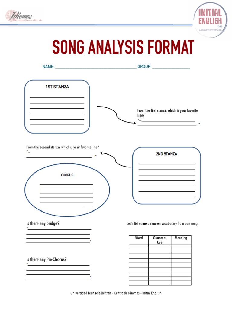 Song Analysis Format: NAME: - GROUP | PDF