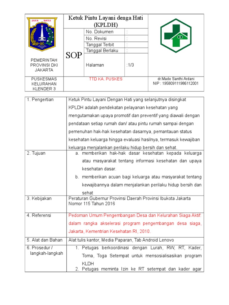 Sop KPLDH | PDF