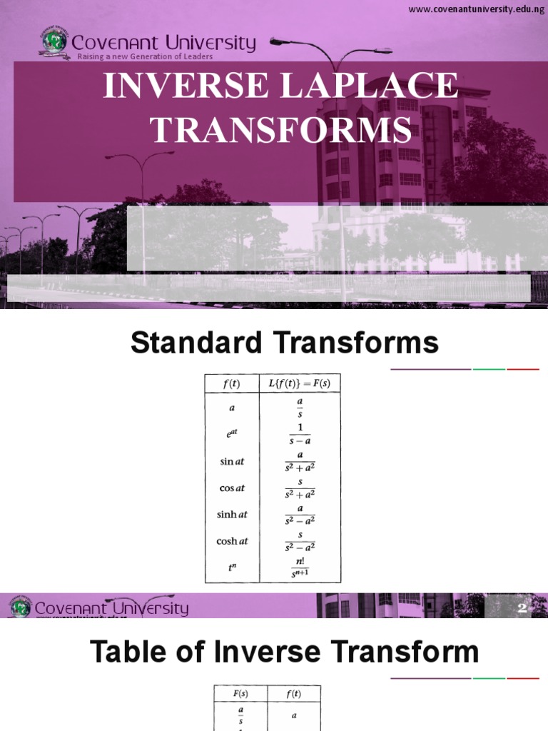 Inverse Laplace Transform | PDF | Laplace Transform | Equations