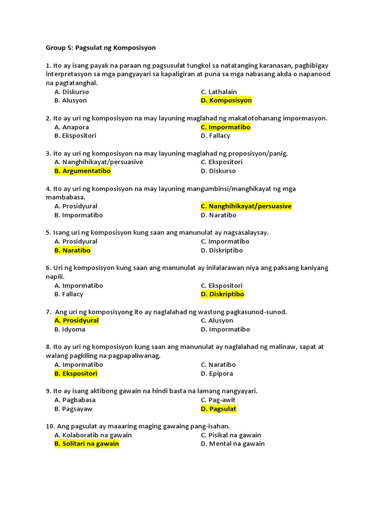 Pagsulat NG Komposisyon | PDF