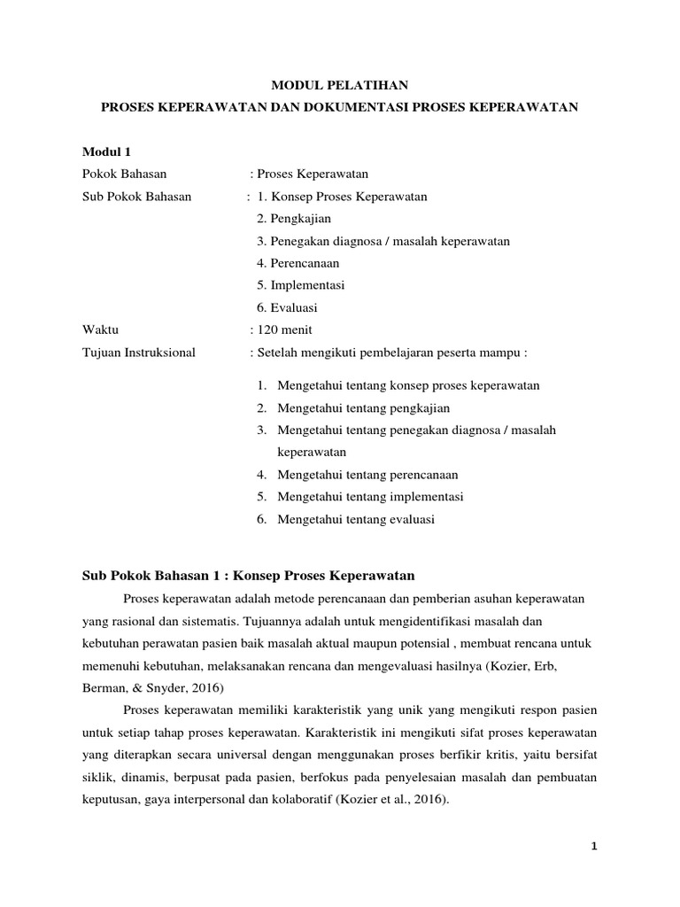 Modul 1. Konsep Proses Keperawatan | PDF | Karier & Perkembangan | Pengembangan Diri