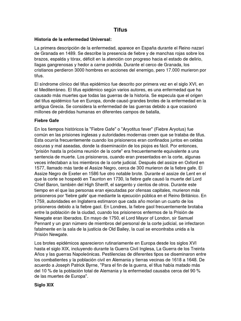 Tifus Caracteristicas | PDF | Microbiología | Especialidades Medicas