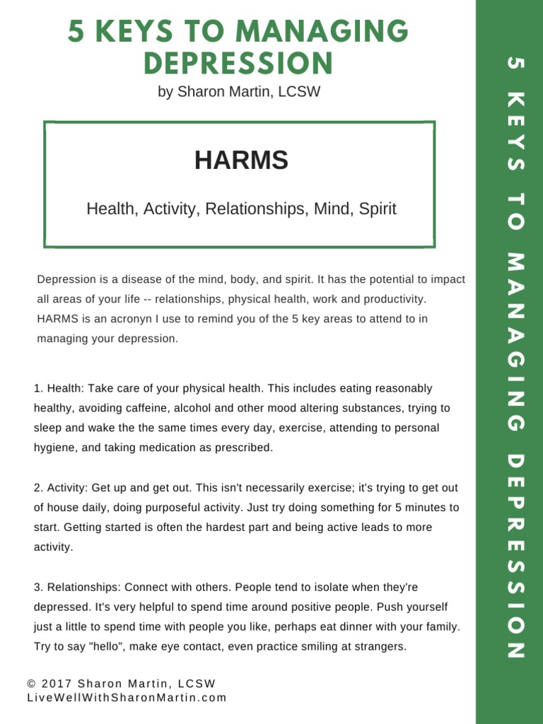 5 Keys To Managing Depression | PDF | Depression (Mood) | Major ...