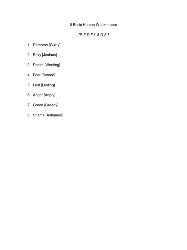 8 Basic Human Weaknesses | PDF