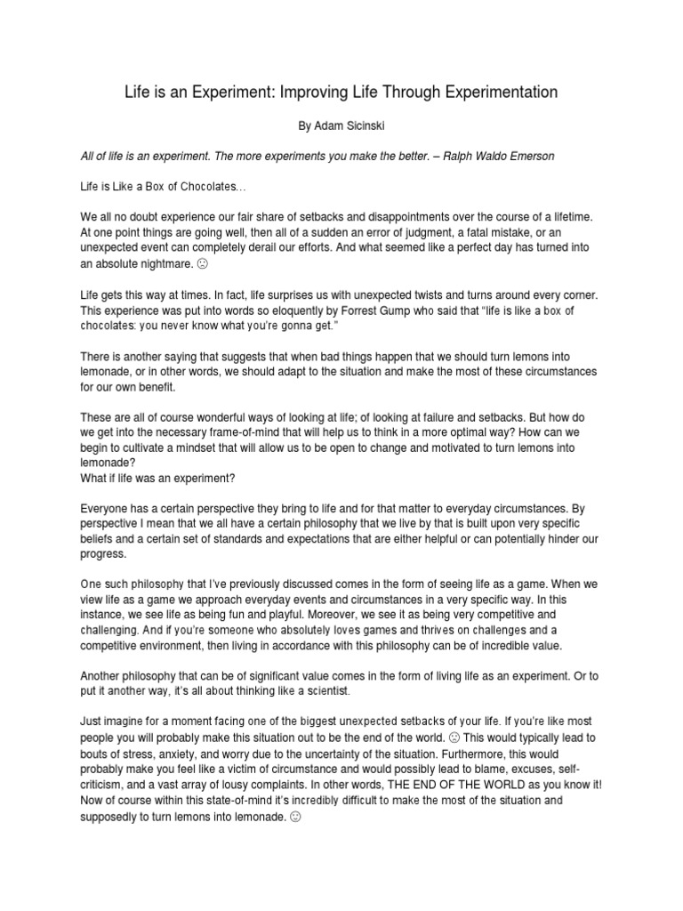 Life Is An Experiment - Improving Life Through Experimentation | PDF ...