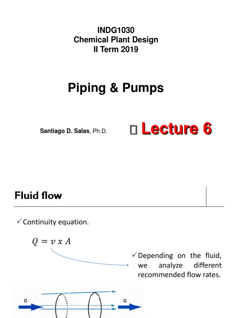 Piping & Pumps: INDG1030 Chemical Plant Design II Term 2019 | Download ...