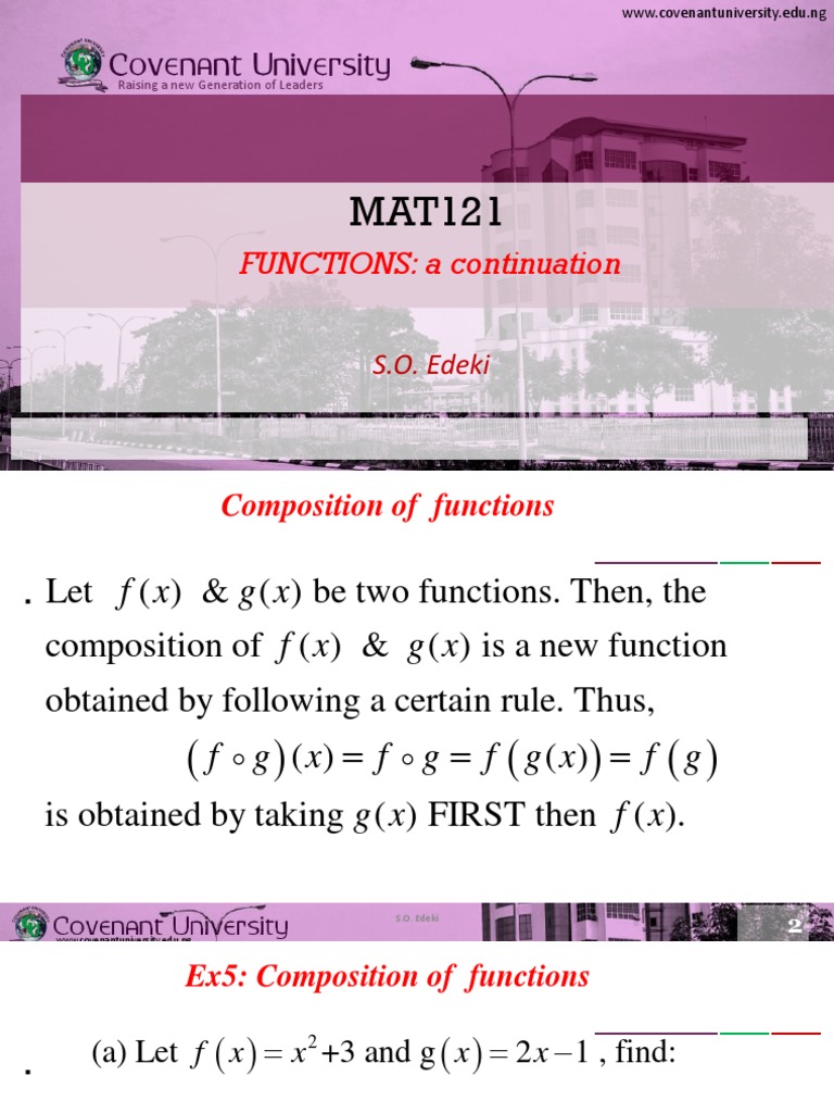 Mat121 Lecture Note On Composite Inverses of Functions | PDF | Function (Mathematics ...