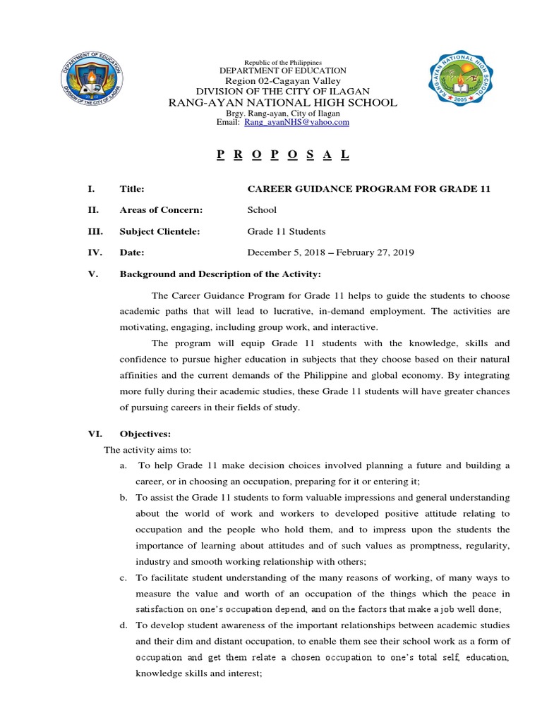 Career Guidance Program PROPOSAL For Gra | PDF | Employment | Learning