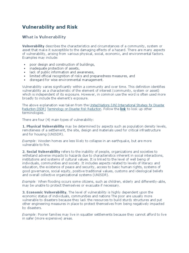 Vulnerability and Risk | PDF | Vulnerability | Hazards