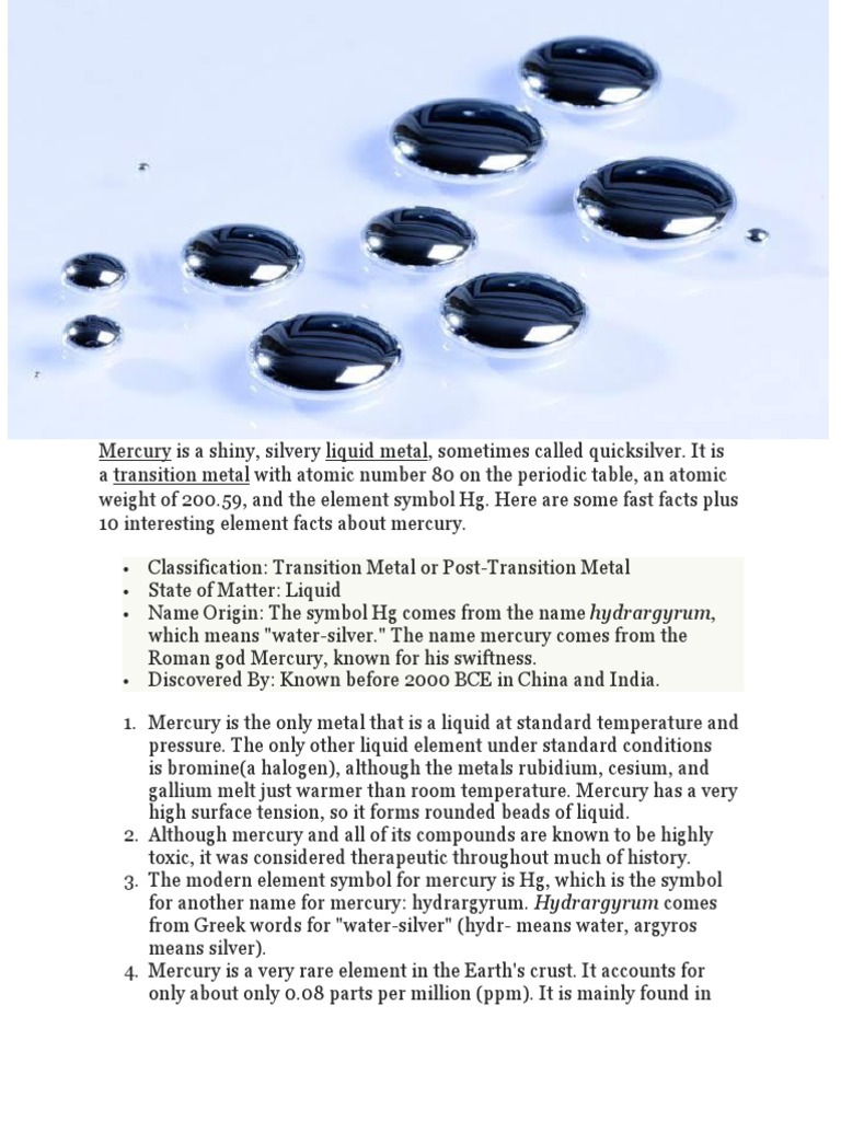 Mercury Facts Element
