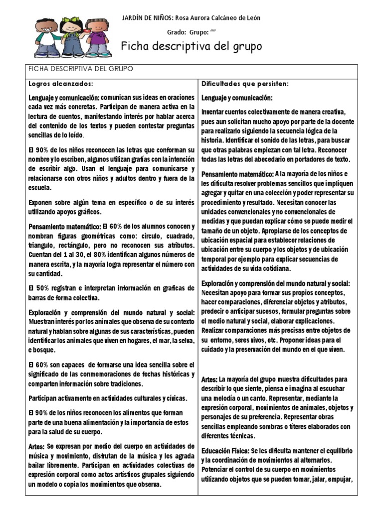 Ficha Descriptiva De Grupo Ficha Descriptiva Ejemplo Internet | Prueba