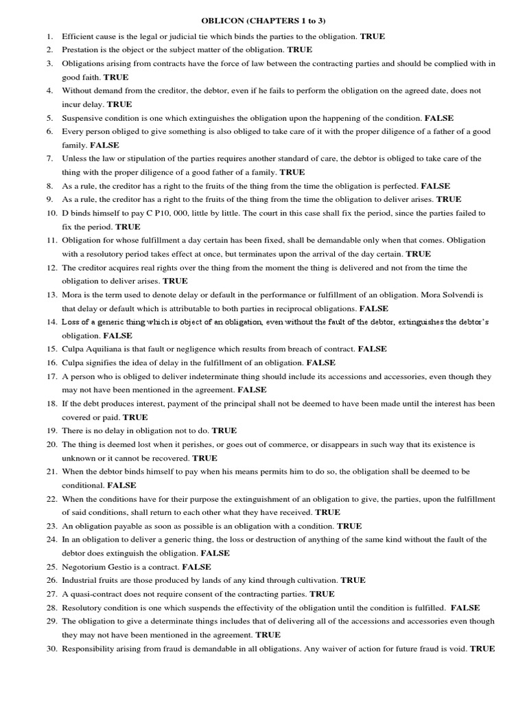 Oblicon (Chapters 1 To 3) | PDF | Law Of Obligations | Common Law