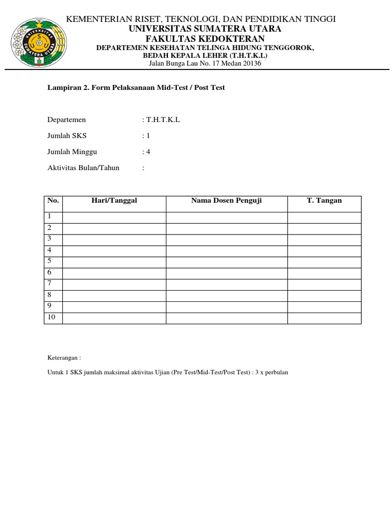 Absensi & Ujian THT-KL FK USU | PDF