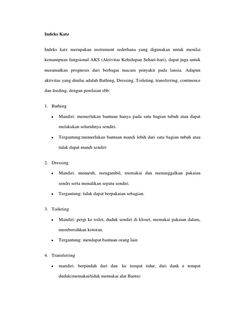 Katz Indeks Dan Mmse | PDF