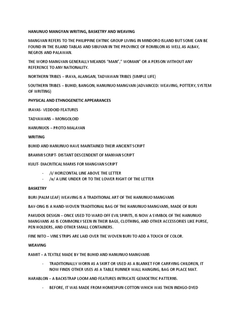 Hanunuo Mangyan Writing | PDF