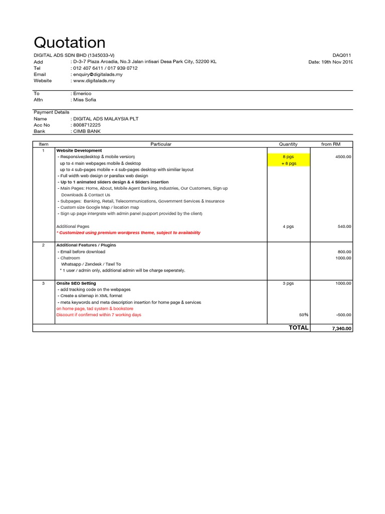 Quotation DAQ011 - Intuenty Website Development | PDF | Websites | Web ...