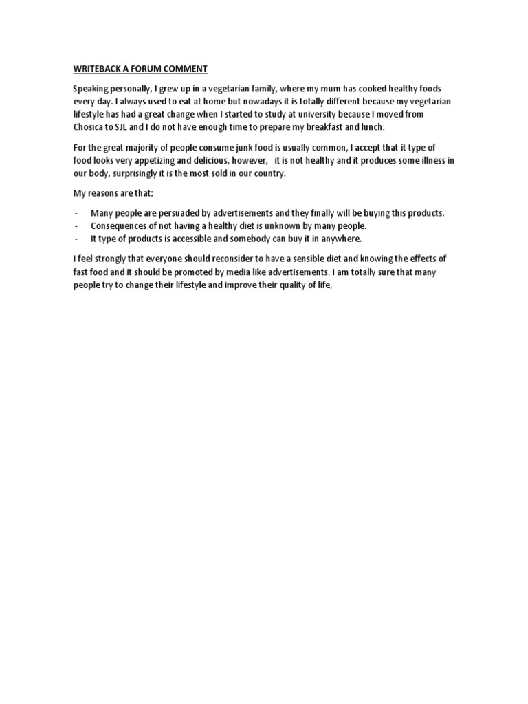 Writing Essay Healthy Food | PDF | Foods | Eating Behaviors