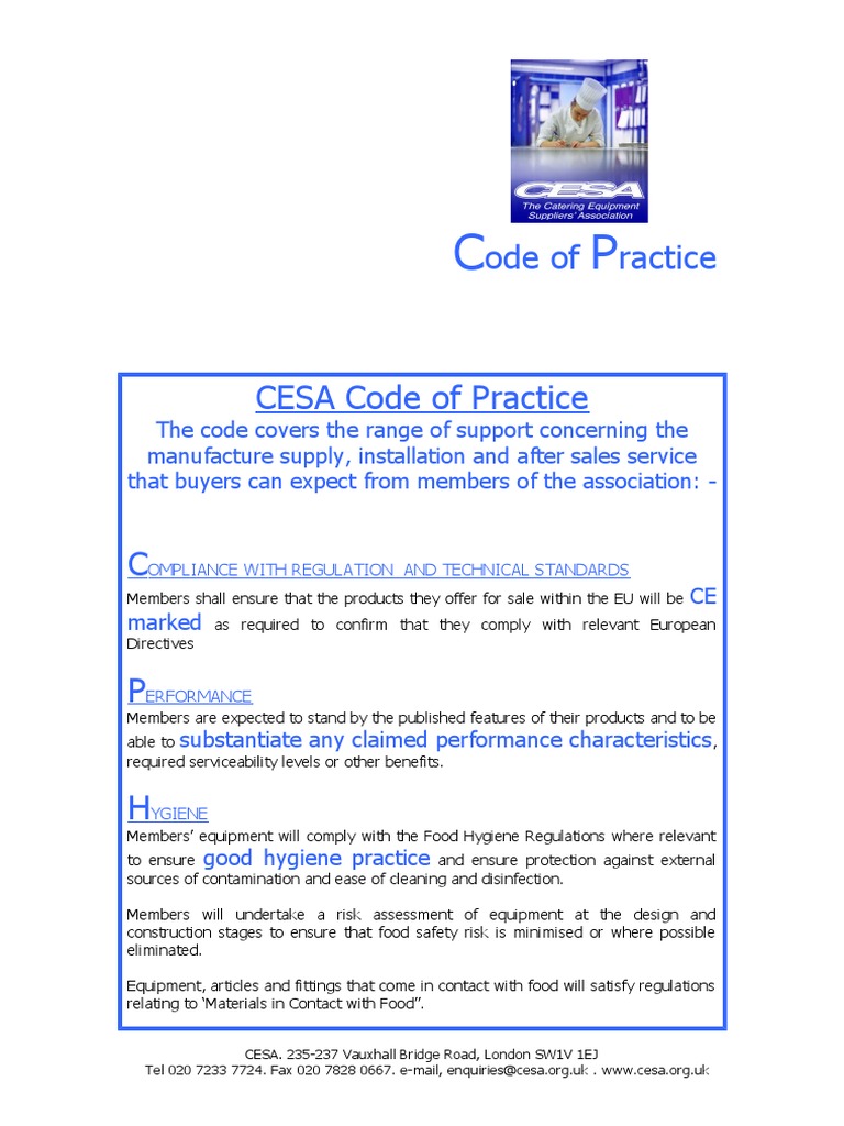 CESA Code of Practice: Standards for Manufacture, Supply, Installation ...