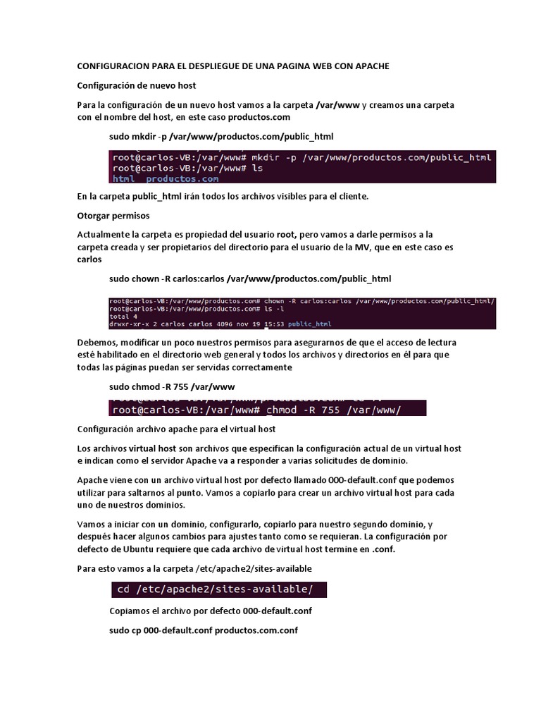 Configuracion Despliegue Pagina Apache | PDF | Servidor HTTP Apache | Archivo de computadora