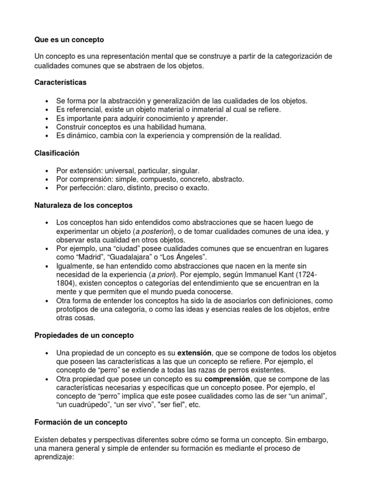 Definición y Formación de Conceptos | PDF | Concepto | Movimientos ...