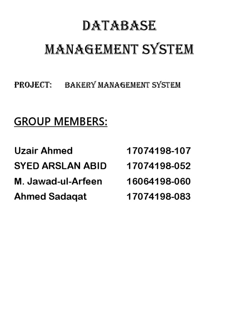 Bakery Management System Project (Final) | PDF | Information Retrieval ...