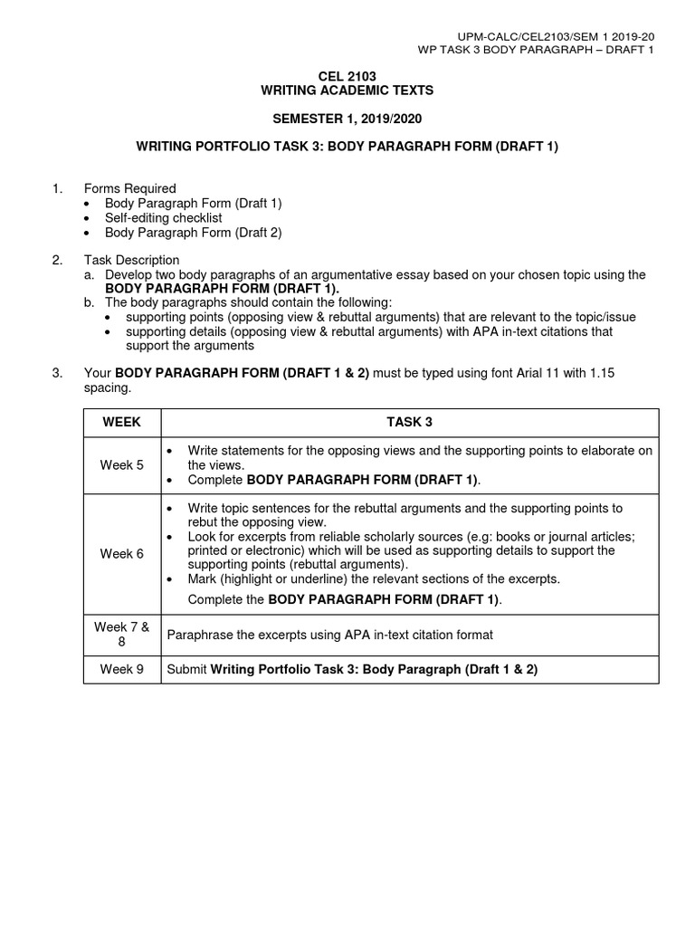 Drafting 3 Body Paragraphs for Essays | PDF | Positive Psychology ...